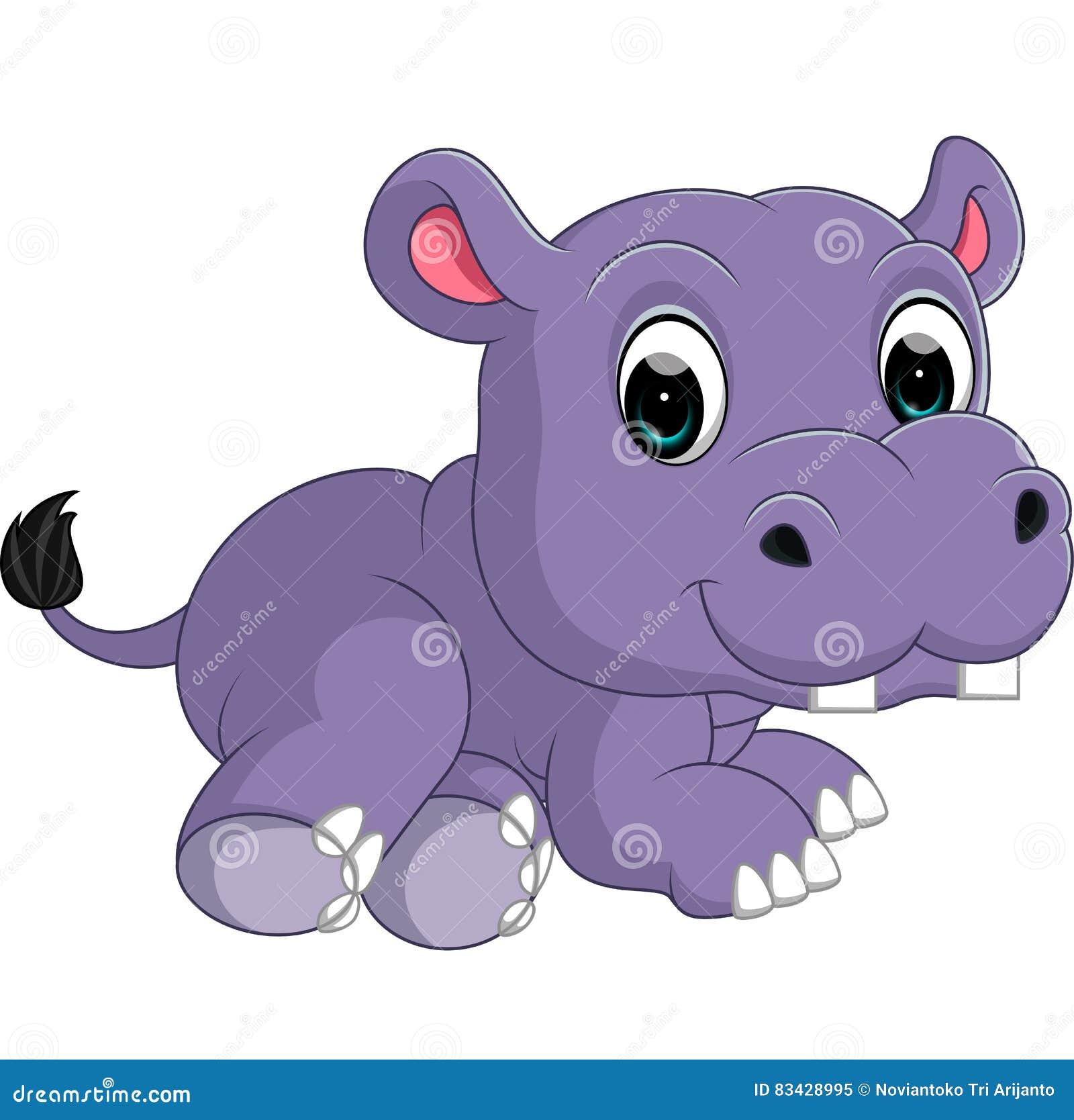 Cute Hippo Cartoon With Blank Sign In Garden Stock Image ...