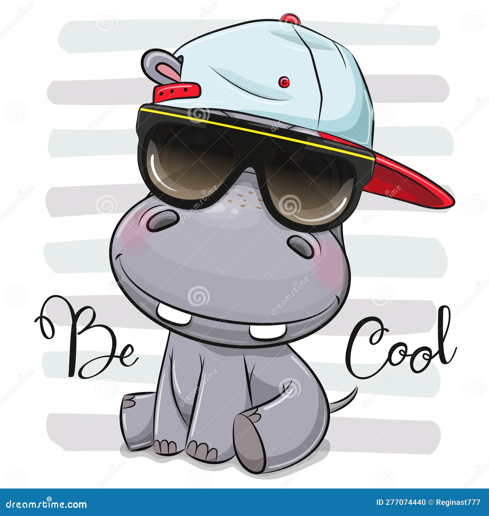 Cool Hippo Wearing A Cap And Sunglasses. Vector Illustration ...