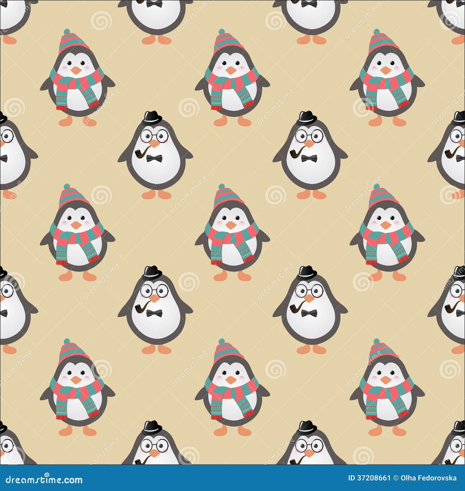 Penguins Seamless Pattern. Arctic Animals Texture. Birds Antarctica ...