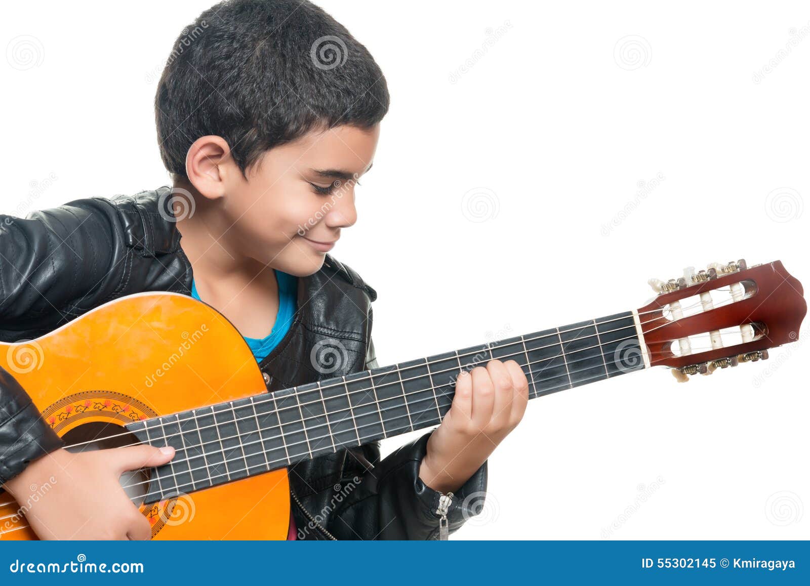 Cute Hispanic Boy Playing an Acoustic Guitar Stock Image - Image of ...