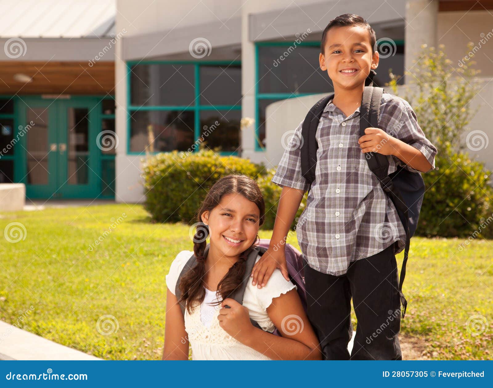 Cute Hispanic Brother and Sister Ready for School Stock Image - Image ...