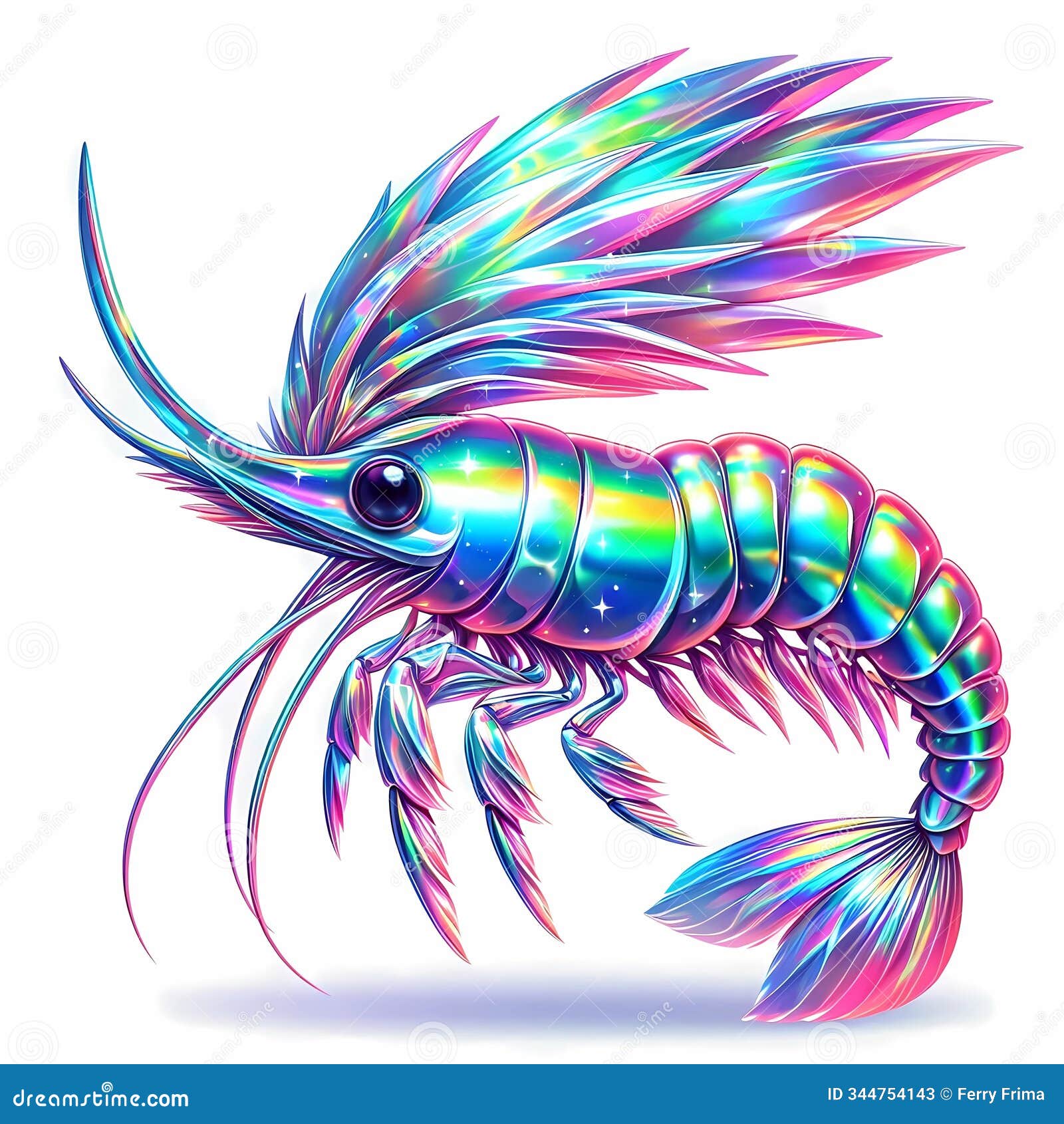 Cute Holographic Krill on White Background. AI Generated. Stock ...