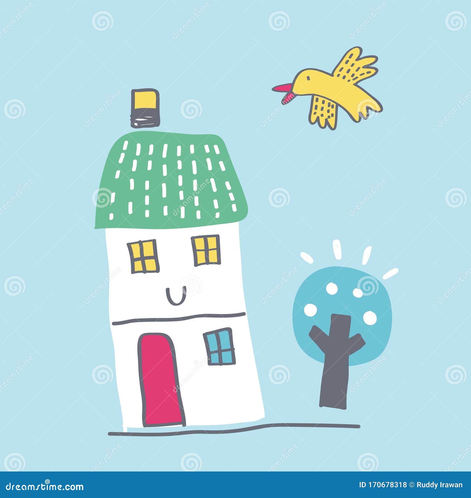 Cute Home Cartoon Vector for Kids Illustration Stock Vector ...