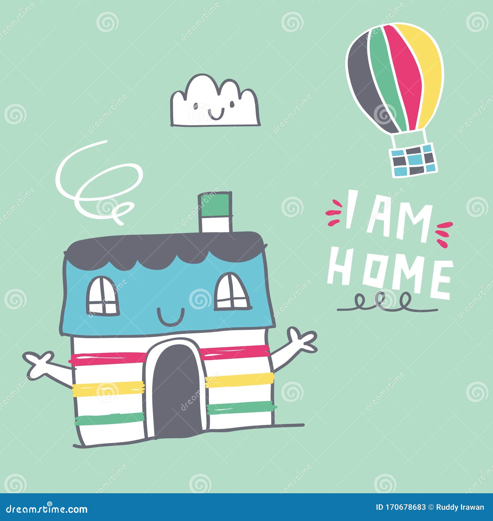 Cute Home Cartoon Vector for Kids Illustration Stock Vector ...