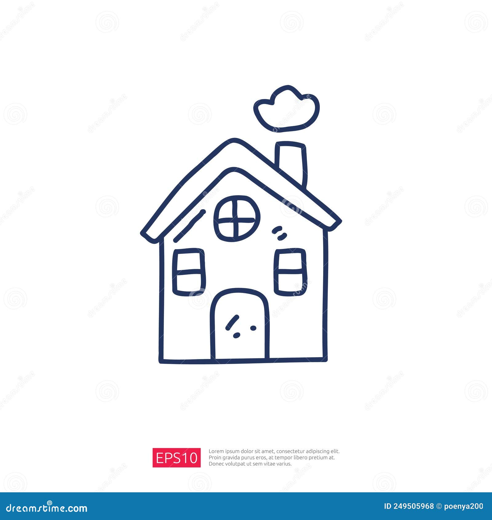 Cute Home Doodle Line Icon stock vector. Illustration of design - 249505968