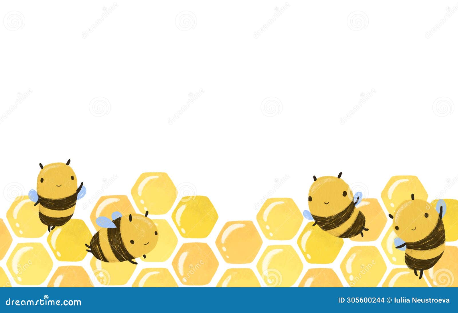 Cute Honey Bee With Flight Lines And Comb, And Outline Flowers Royalty ...