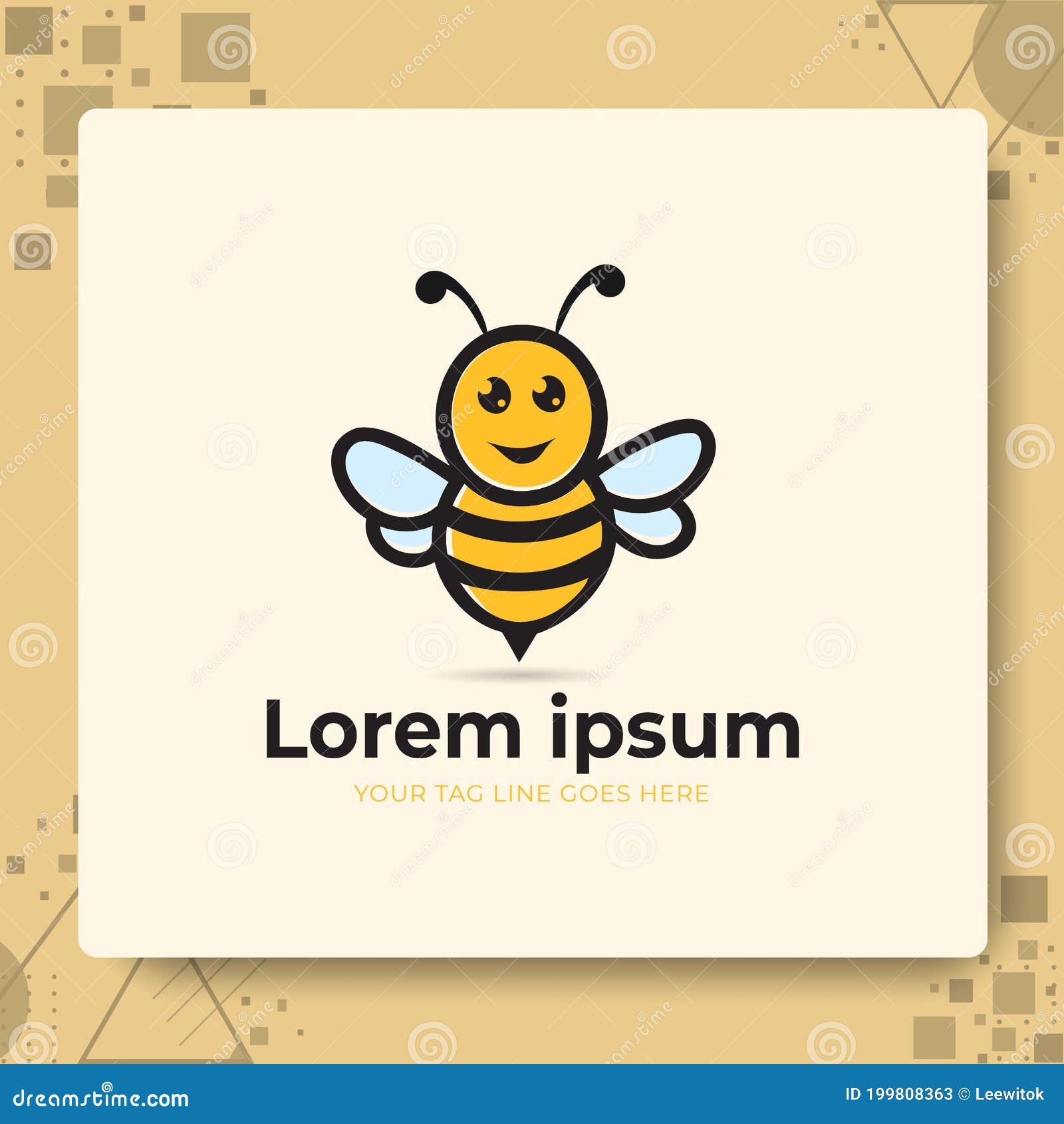 Cute Honey Bee Logo Character. Bee for Kids Logo Vector Stock Vector ...