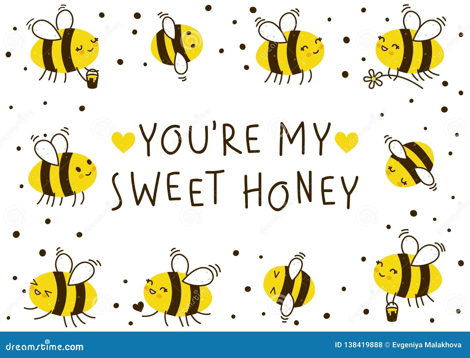 Cute Honey Bees Frame for Your Design Stock Vector - Illustration of ...