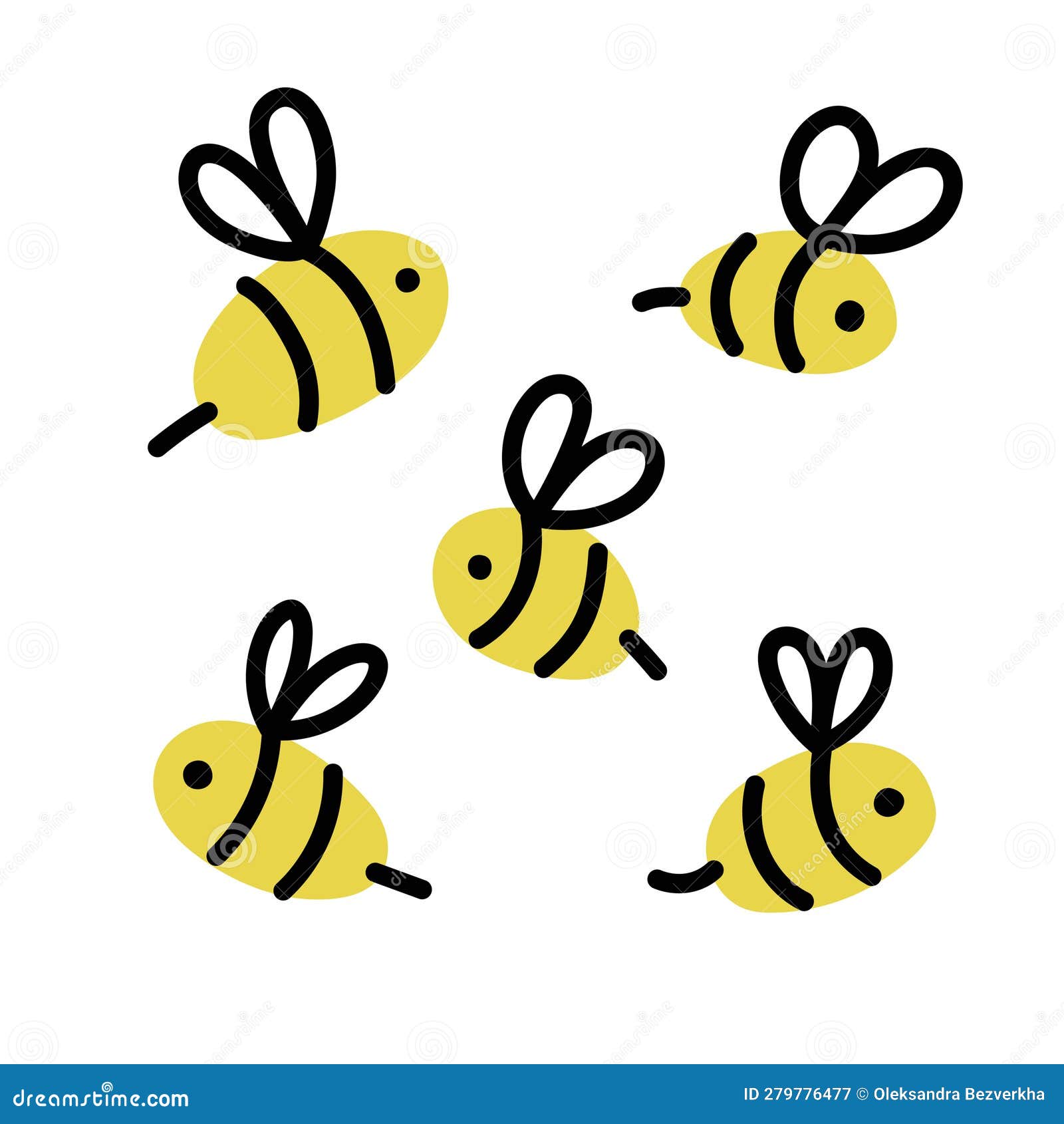 Cute Honey Bees Set. Simple Flat Vector Illustration. Stock Vector ...