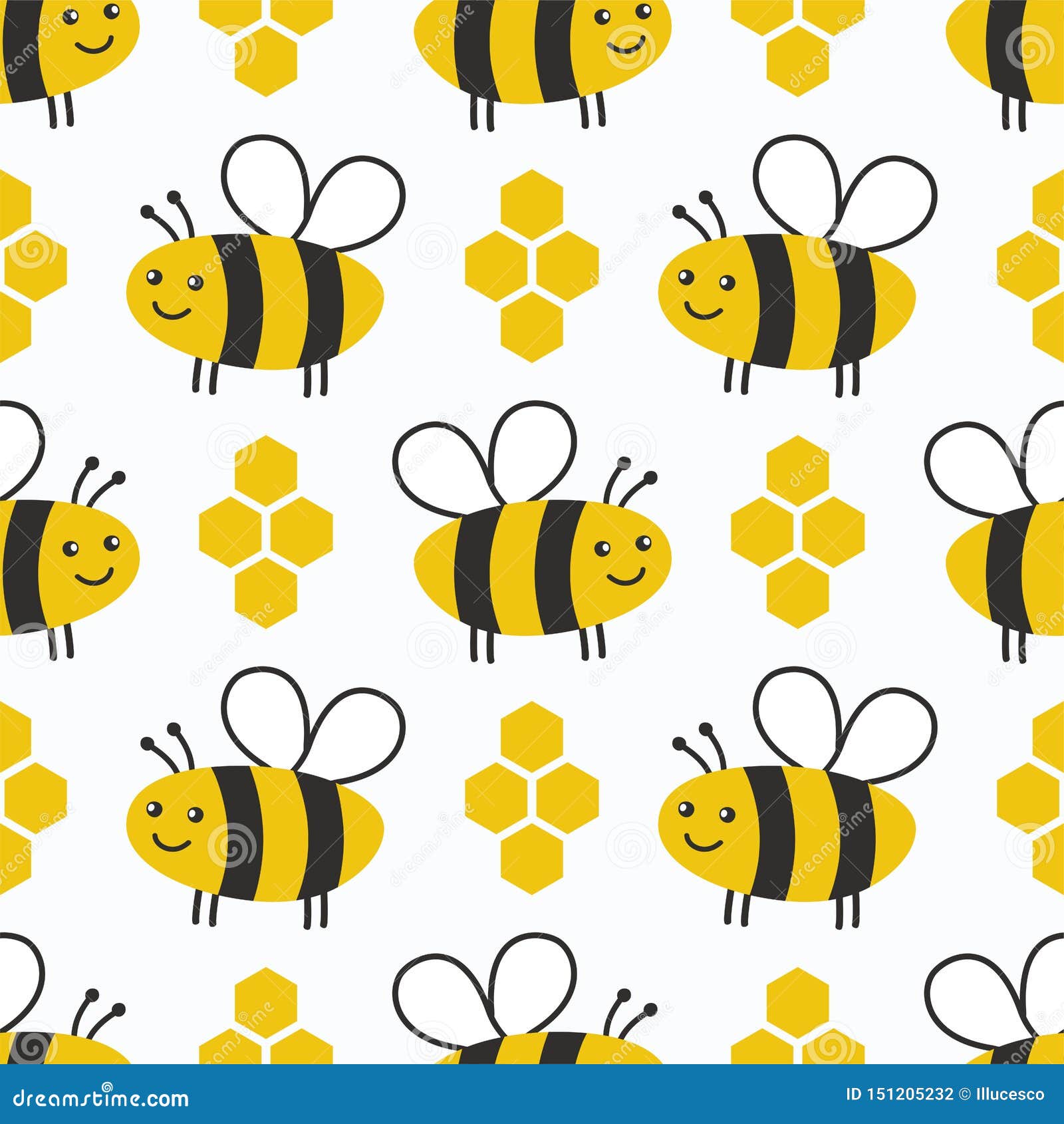 Cute Honey Seamless Pattern. Bees Kids Background Stock Vector ...