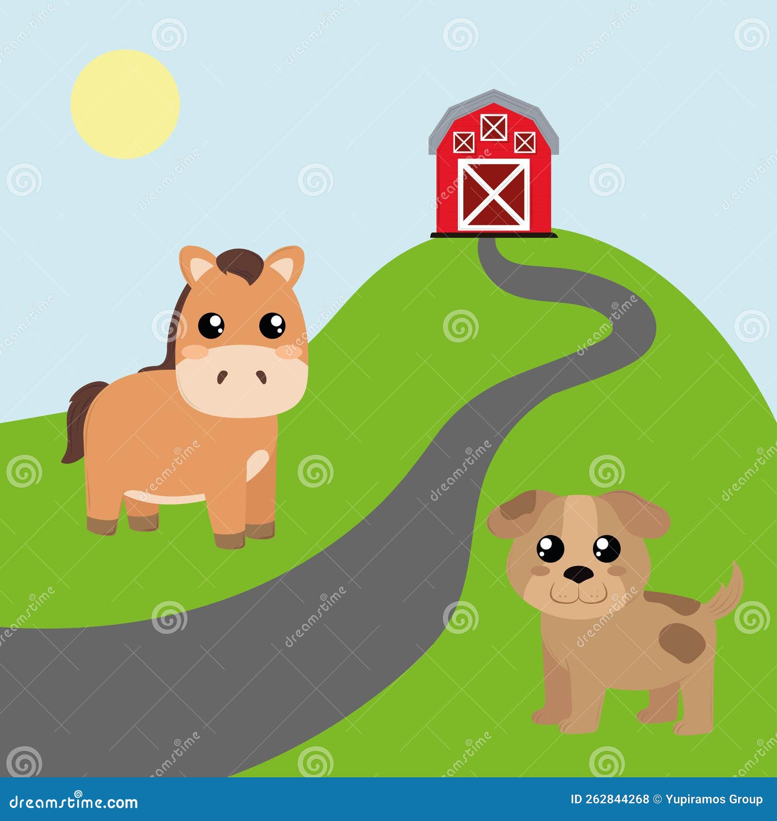 Cute horse and dog stock vector. Illustration of filed - 262844268