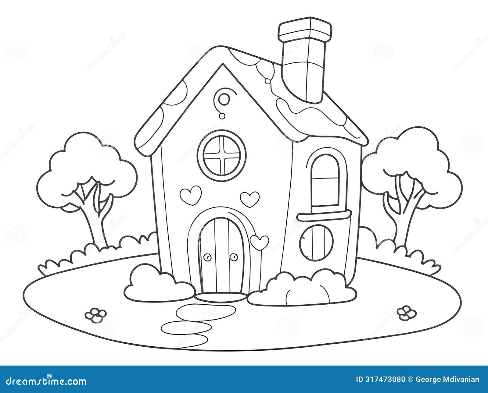 Cute House Drawing Coloring Book Stock Illustration - Illustration of ...