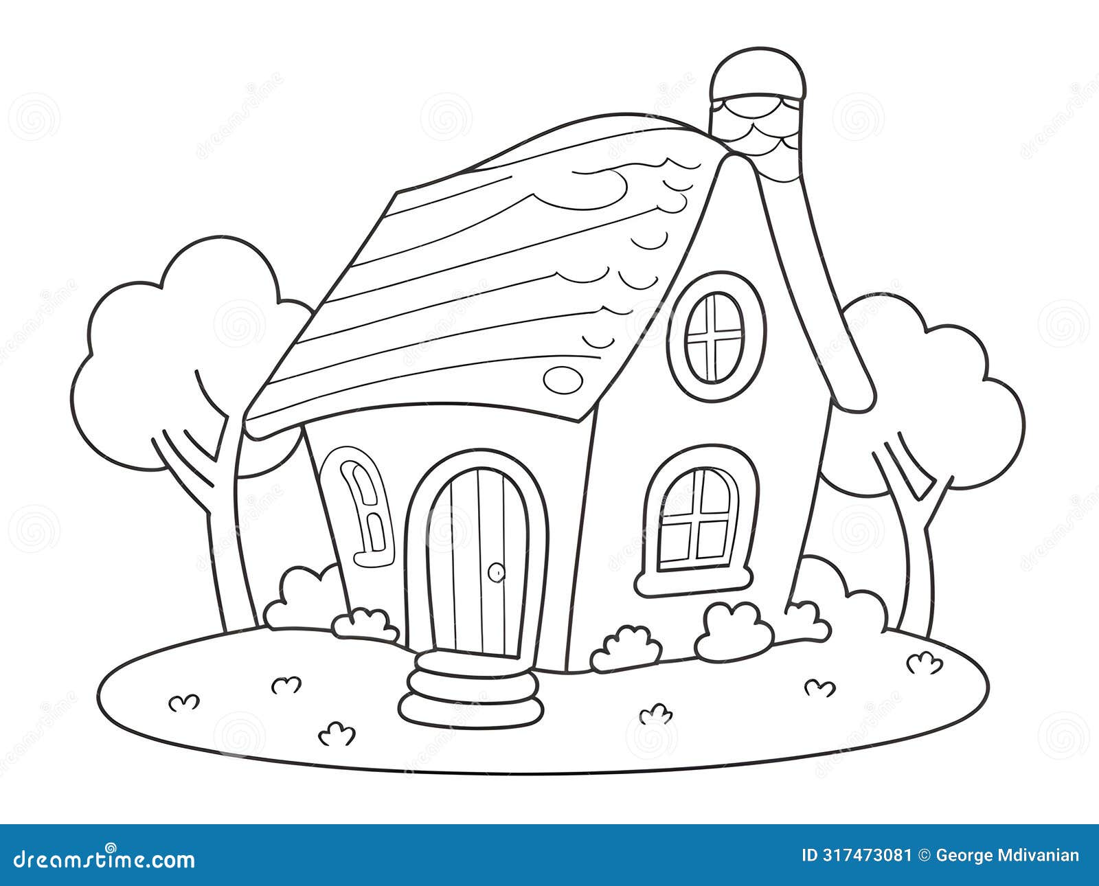 Cute House Drawing Coloring Book Stock Illustration - Illustration of ...