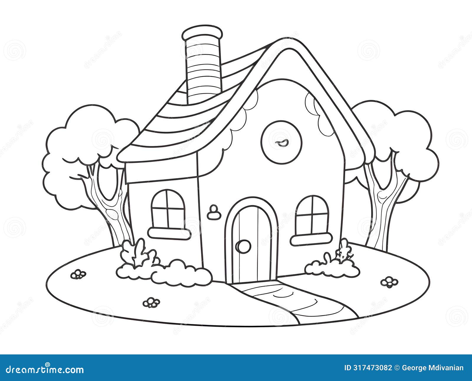 Cute House Drawing Coloring Book Stock Illustration - Illustration of ...