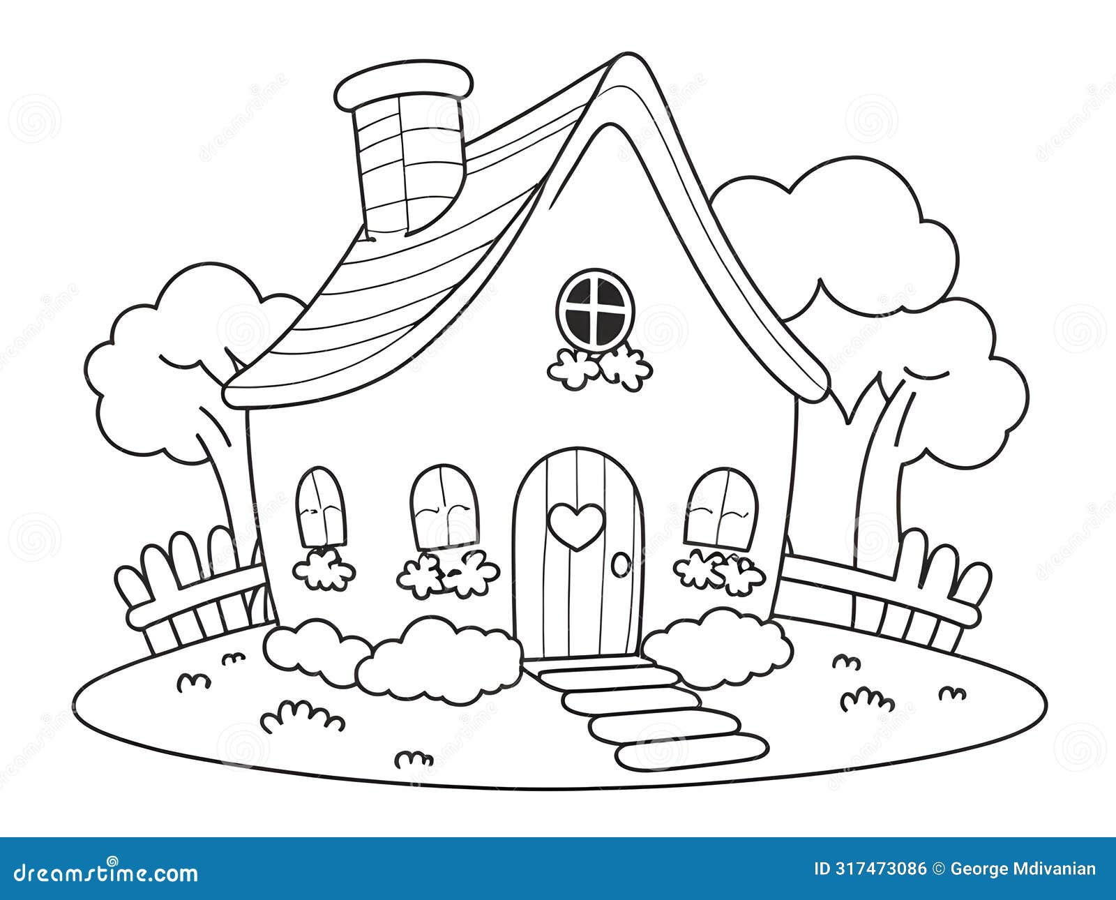 Cute House Drawing Coloring Book Stock Illustration - Illustration of ...
