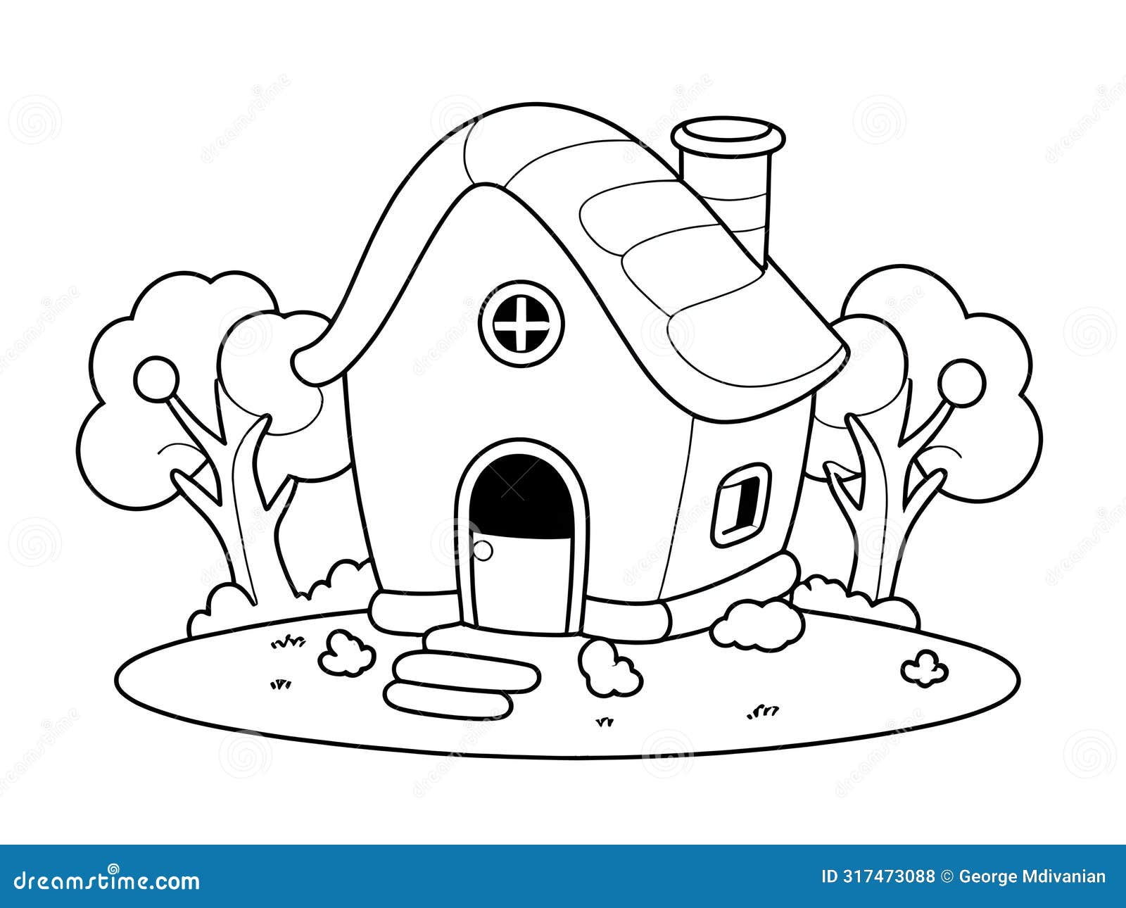 Cute House Drawing Coloring Book Stock Illustration - Illustration of ...