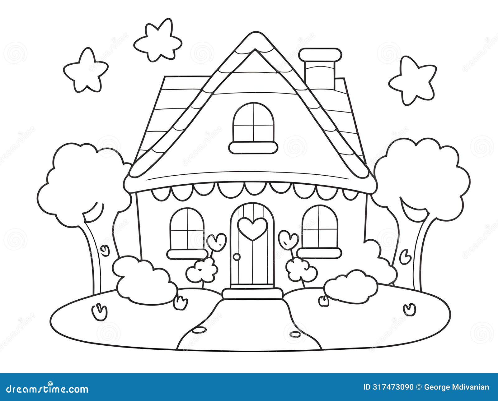 Cute House Drawing Coloring Book Stock Illustration - Illustration of ...