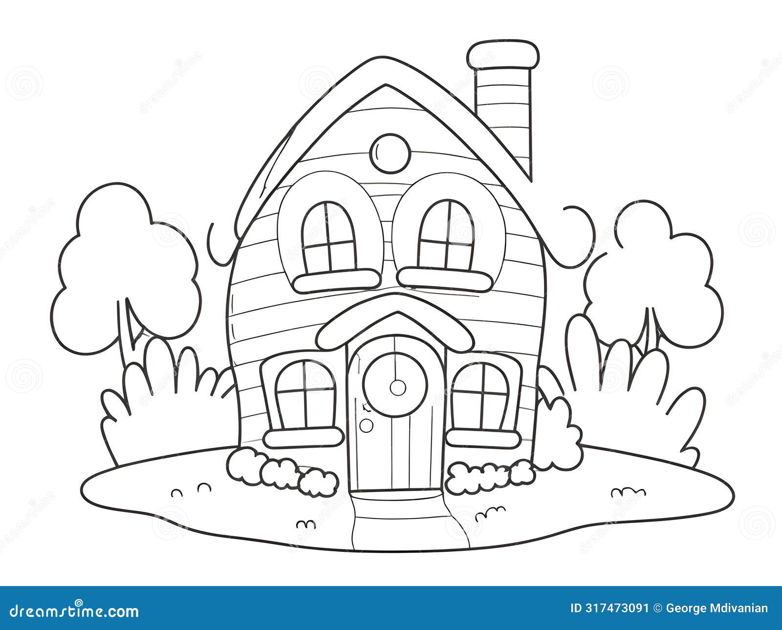 Cute House Drawing Coloring Book Stock Illustration - Illustration of ...