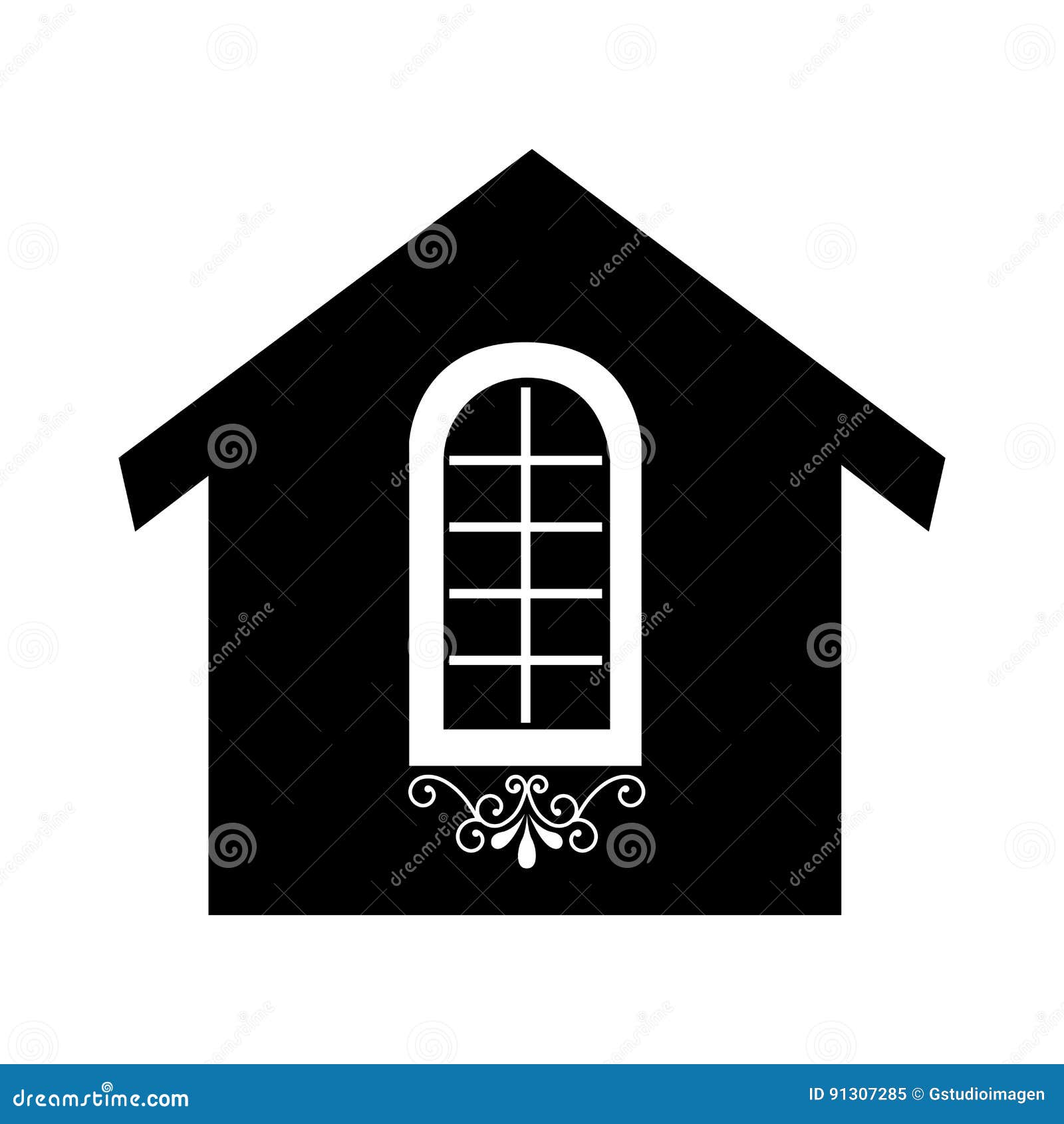 Cute house exterior icon stock vector. Illustration of exterior - 91307285