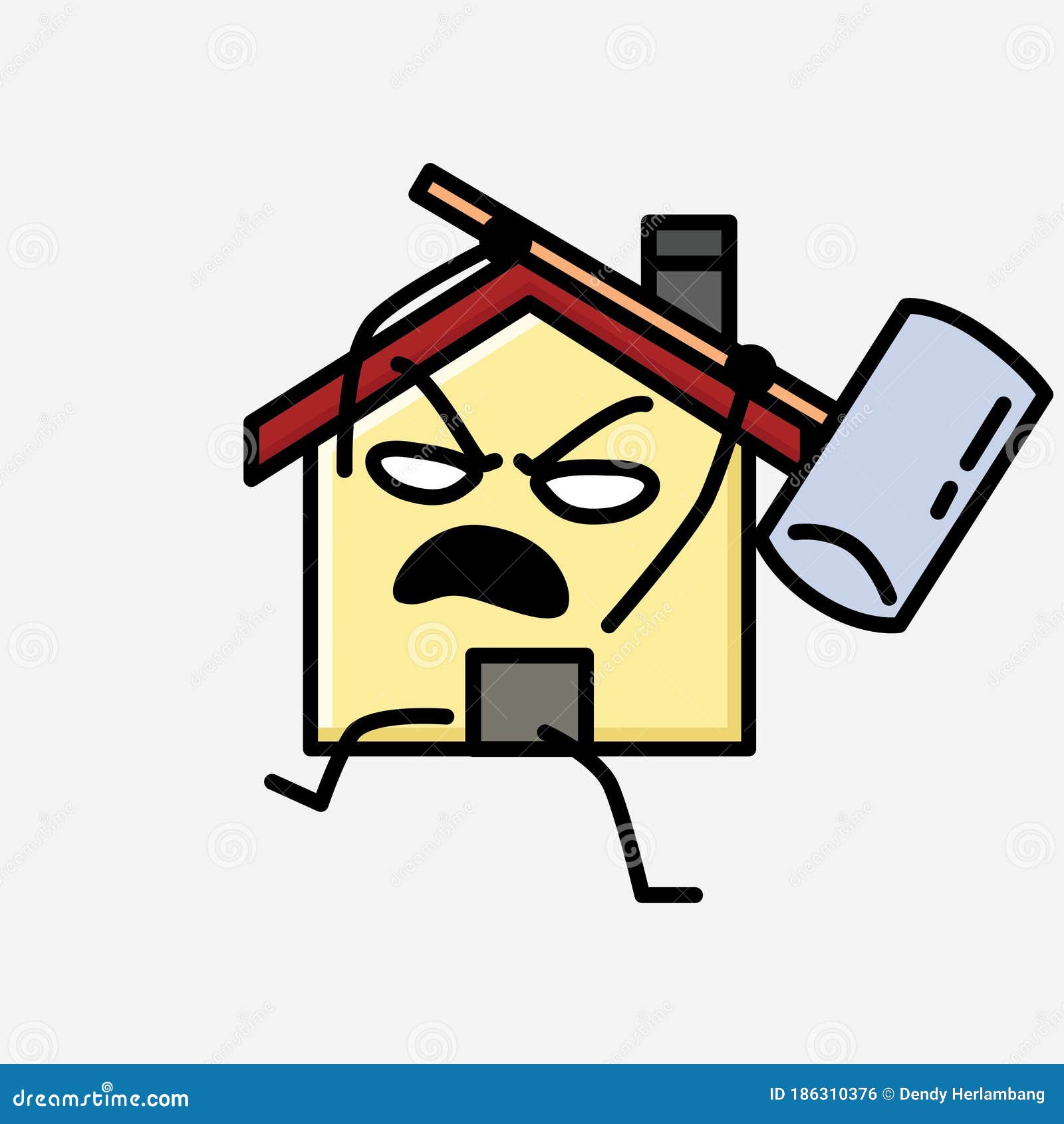 Cute House Mascot Vector Character in Flat Design Style Stock Vector ...