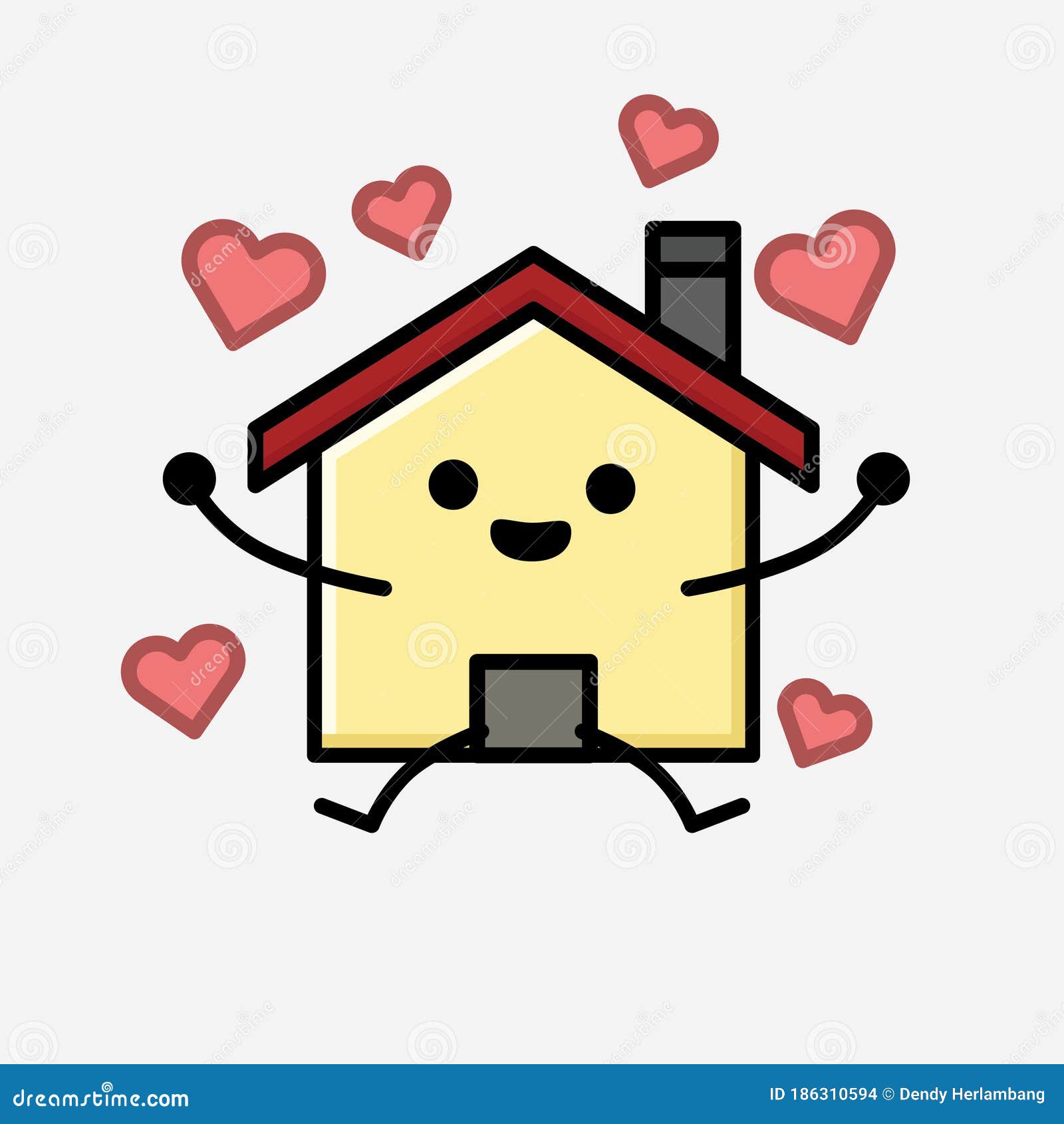 Cute House Mascot Vector Character in Flat Design Style Stock Vector ...