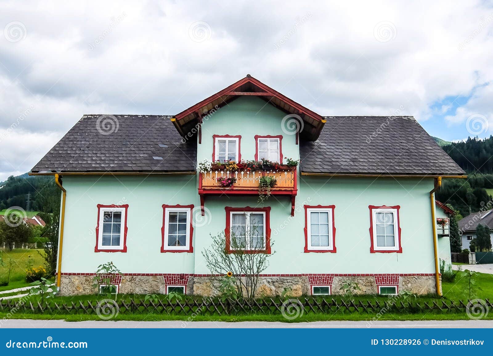 Cute House in Small Austrian Village. Stock Photo - Image of colorful ...