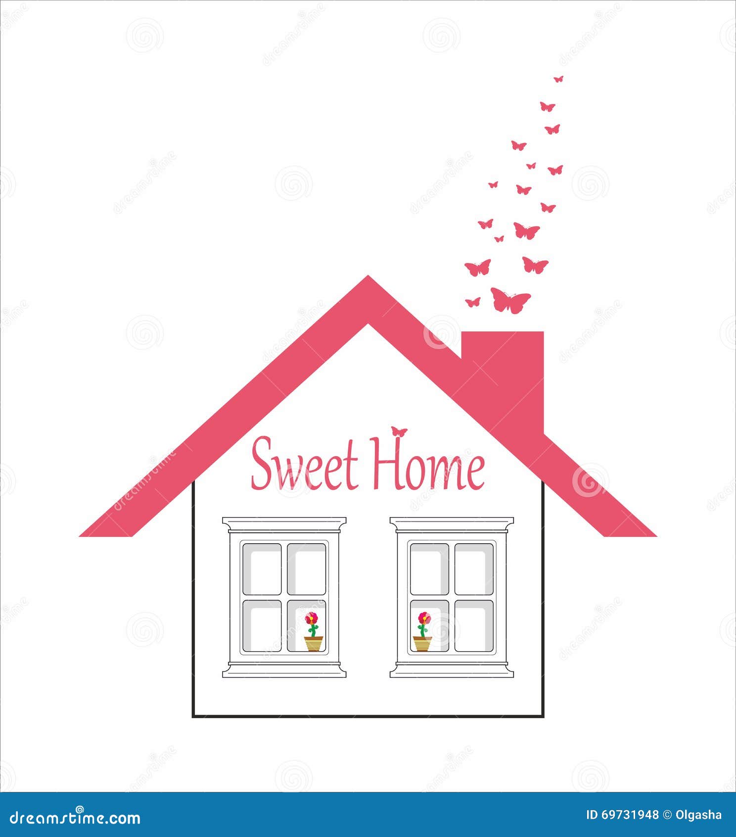 Cute house - sweet home stock vector. Illustration of decorative - 69731948