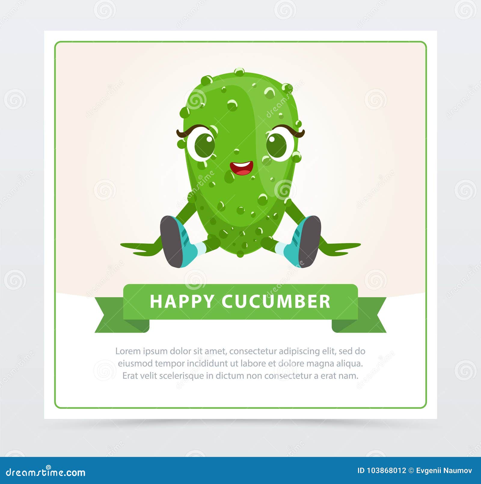 Cute Humanized Cucumber Vegetable Character, Happy Cucumber Banner Flat ...