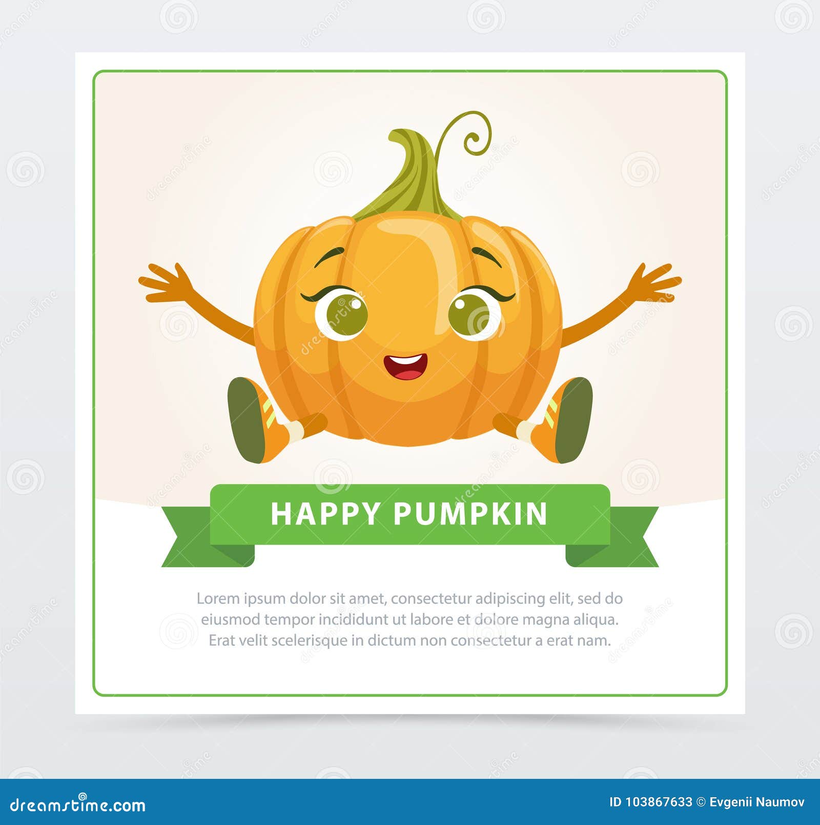Cute Humanized Gourd Vegetable Character , Happy Pumpkin Banner Flat ...