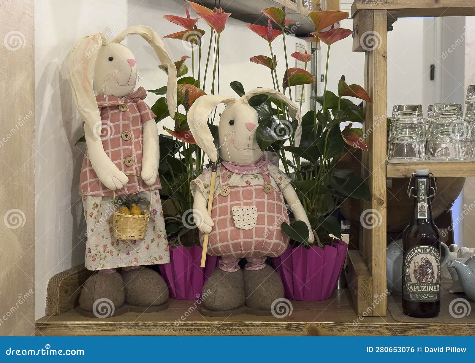 Cute Humanized Rabbit Decorations in a Restaurant in Cortona, Italy ...
