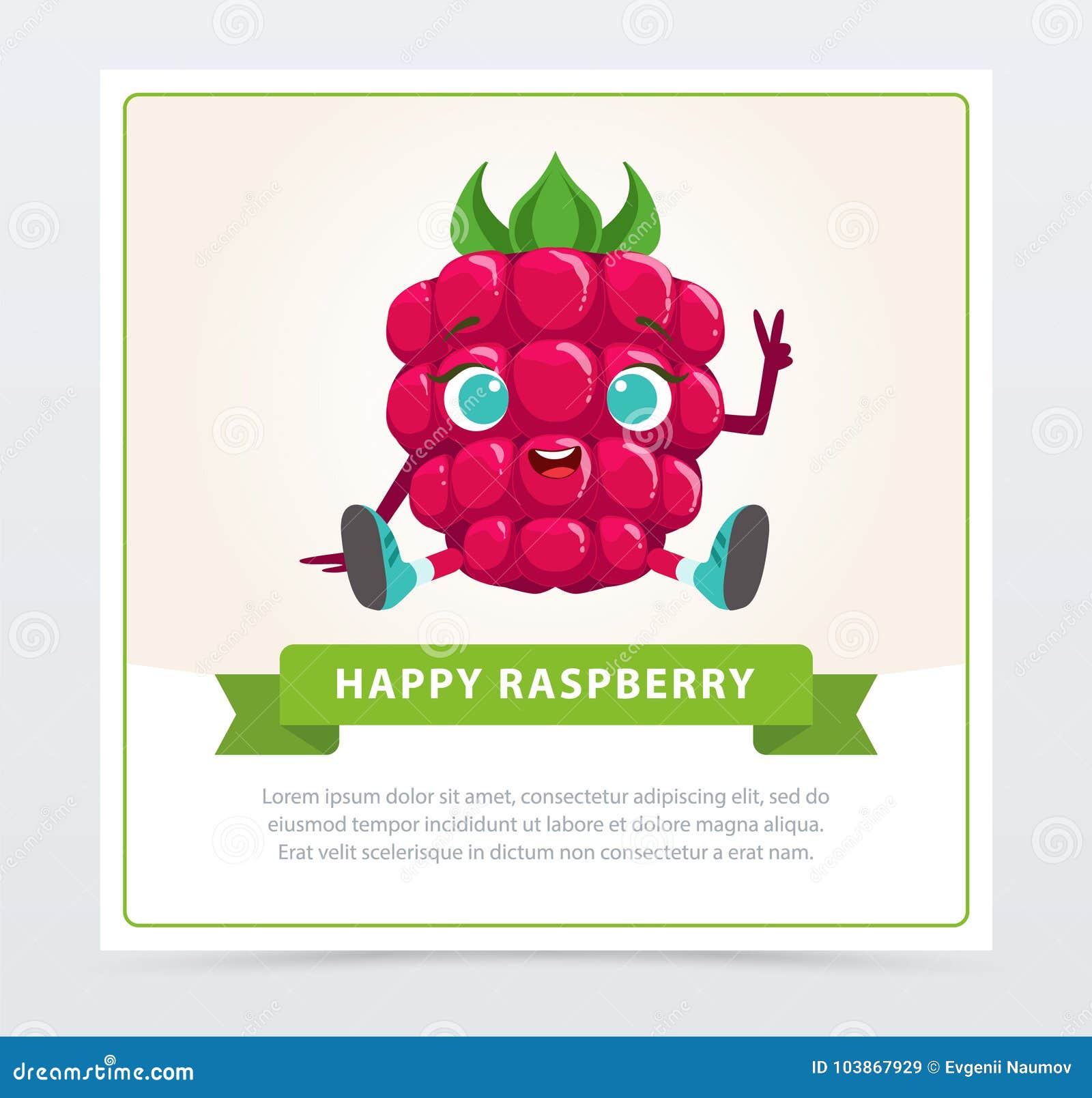 Cute Humanized Raspberry Character Showing Victory Sign, Happy ...