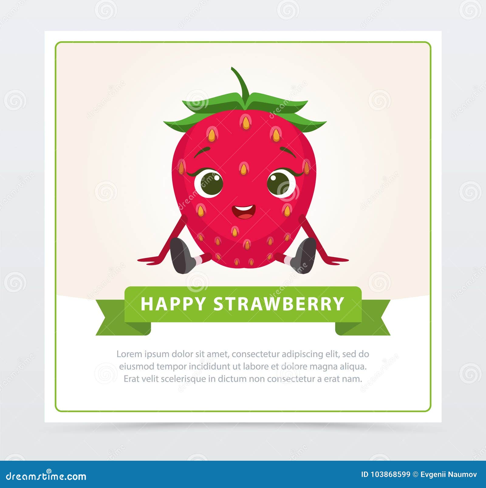 Cute Humanized Smiling Strawberry Character, Happy Strawberry Banner ...