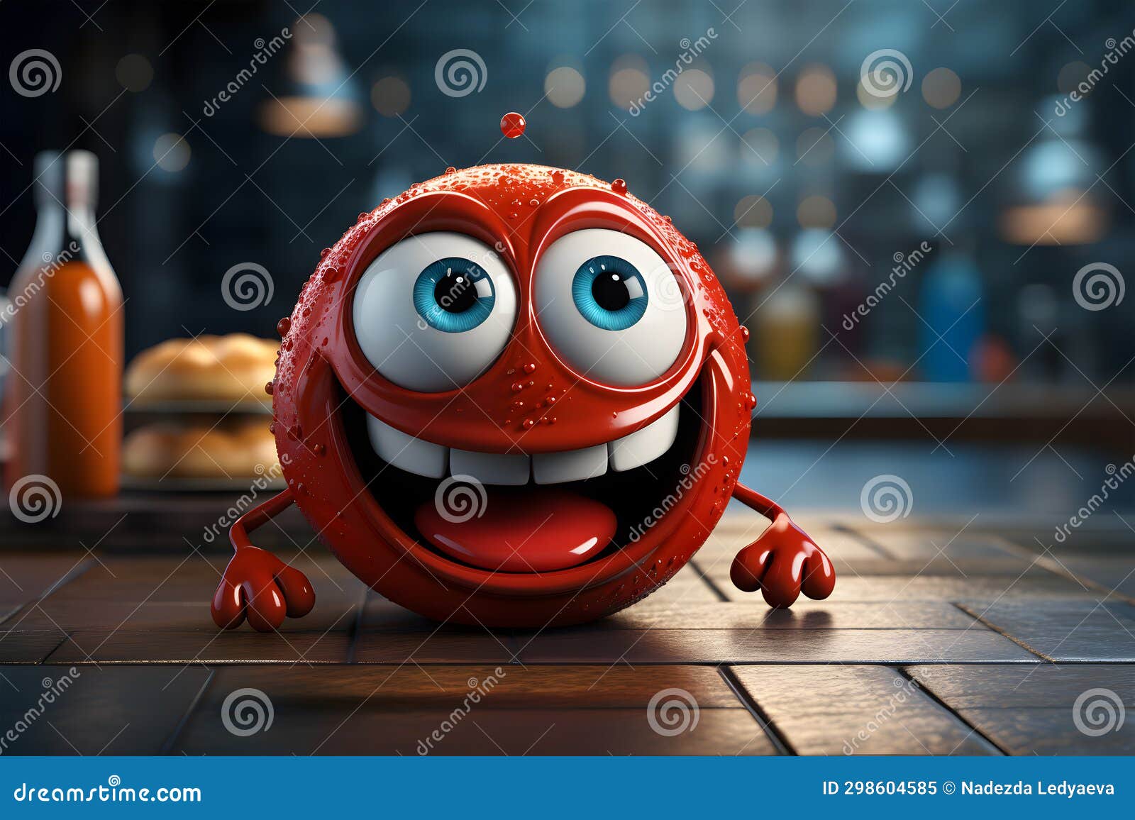 Cute Hungry Smiley Face, 3D. Stock Illustration - Illustration of ...