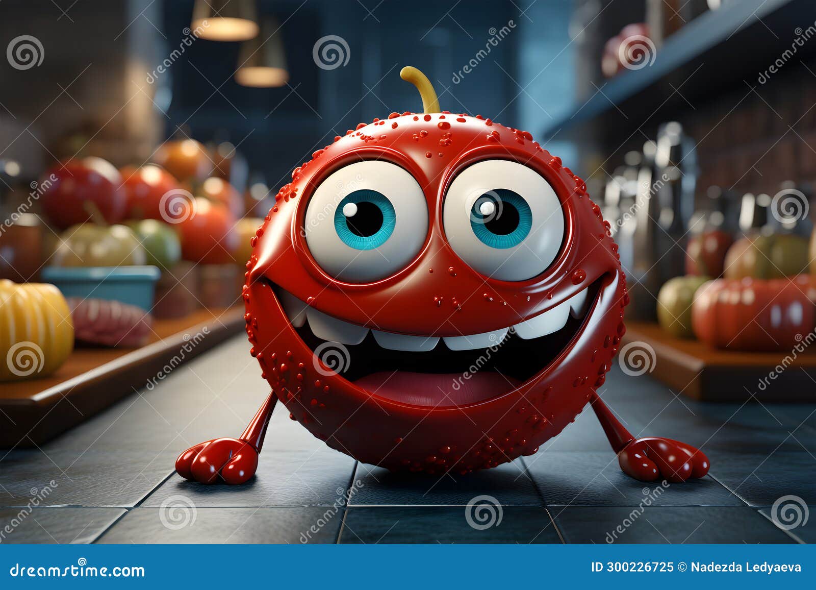 Cute Hungry Smiley Face, 3D. Stock Illustration - Illustration of ...