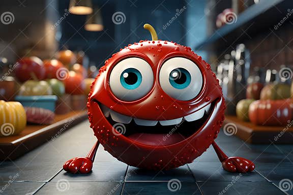 Cute Hungry Smiley Face, 3D. Stock Illustration - Illustration of ...
