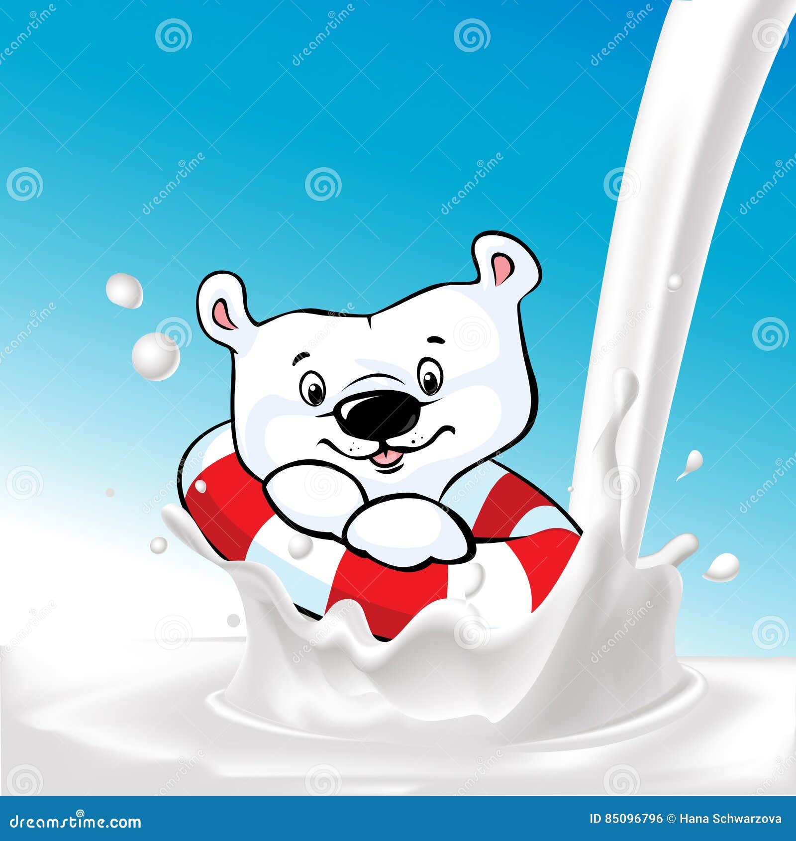 Cute Ice Bear Swim on Milk Splash - Vector Stock Vector - Illustration ...