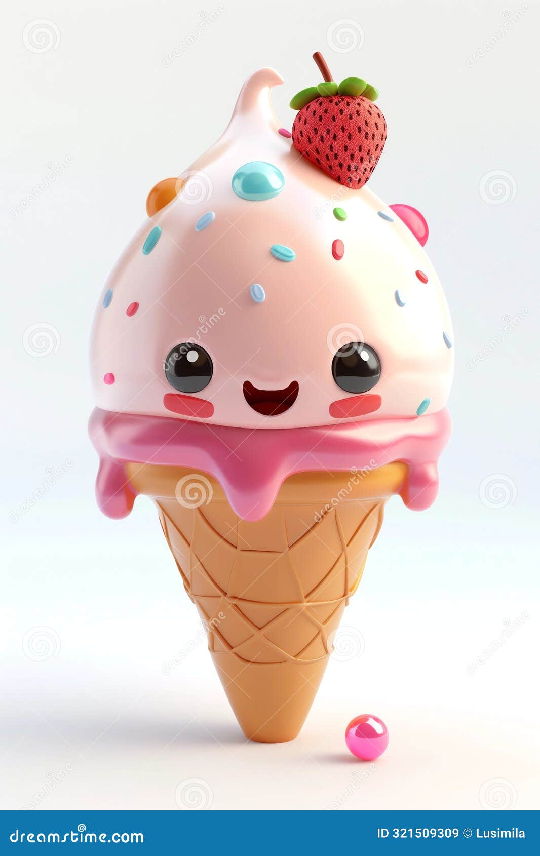 Cute ice cream stock illustration. Illustration of icon - 321509309