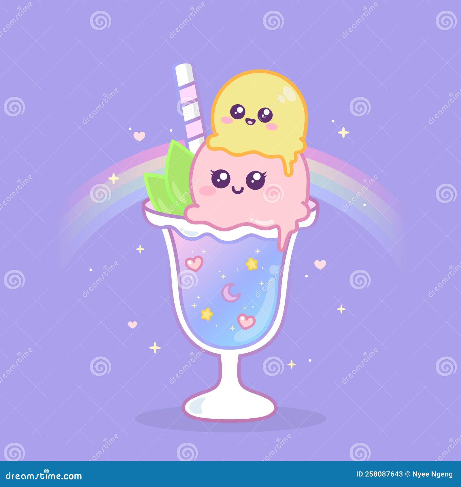 Cute Ice Cream Parfait in Cute Style Stock Vector - Illustration of ...