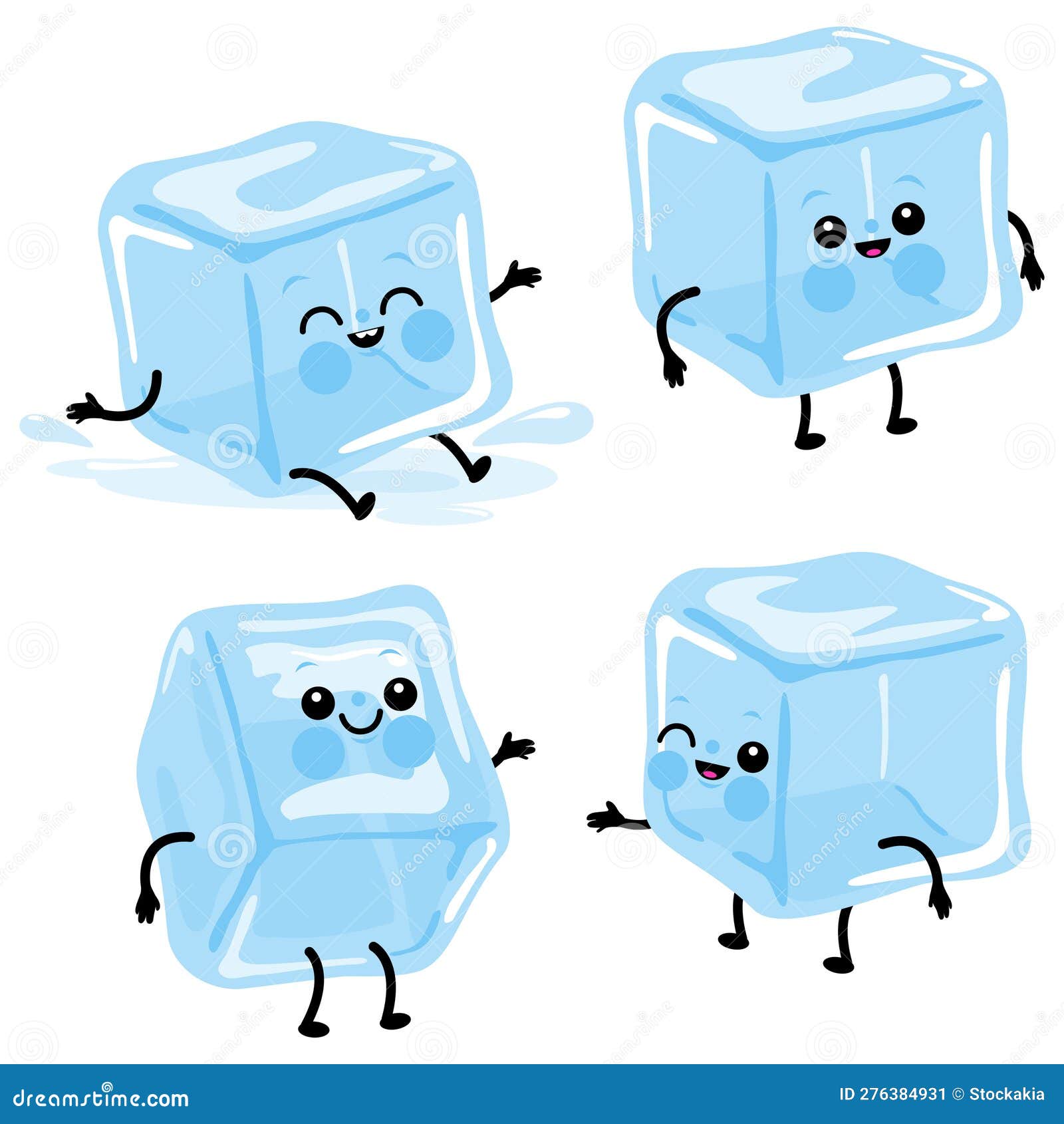 Cute Ice Cube Characters. Vector Illustration. Stock Vector ...