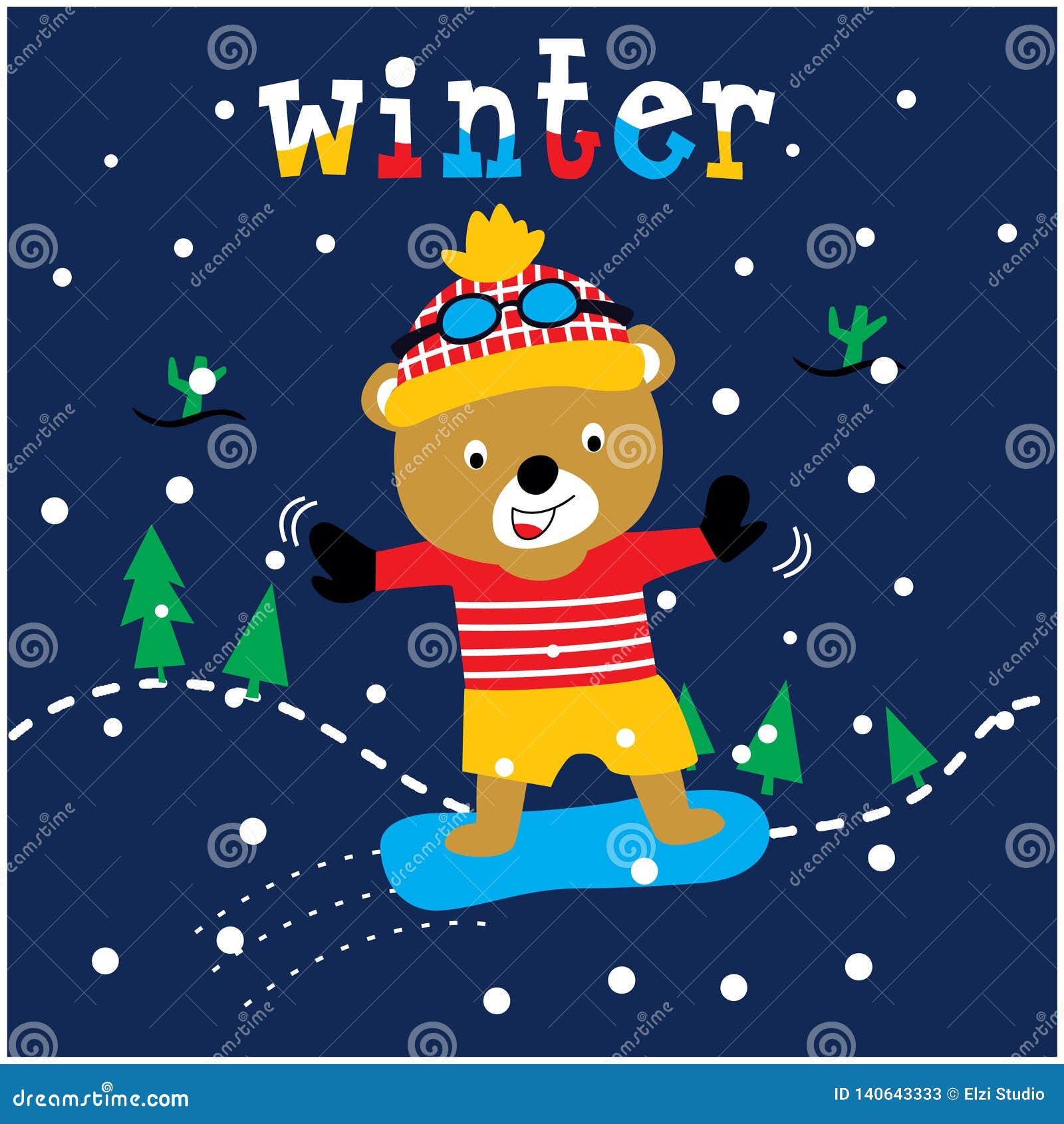 Cute Ice Skating Bear Animal Cartoon Vector Stock Vector - Illustration ...