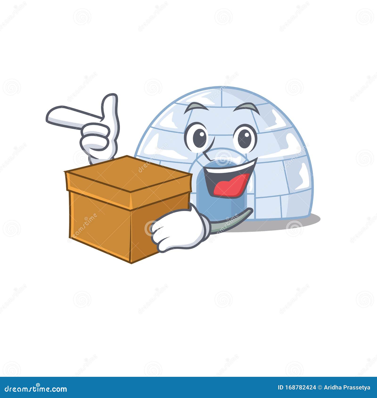 Cute Igloo Cartoon Character Having a Box Stock Vector - Illustration ...