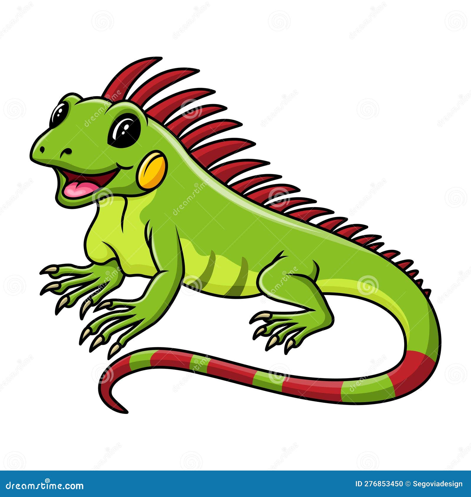 Cute Iguana Cartoon Posing with Smile Stock Vector - Illustration of ...