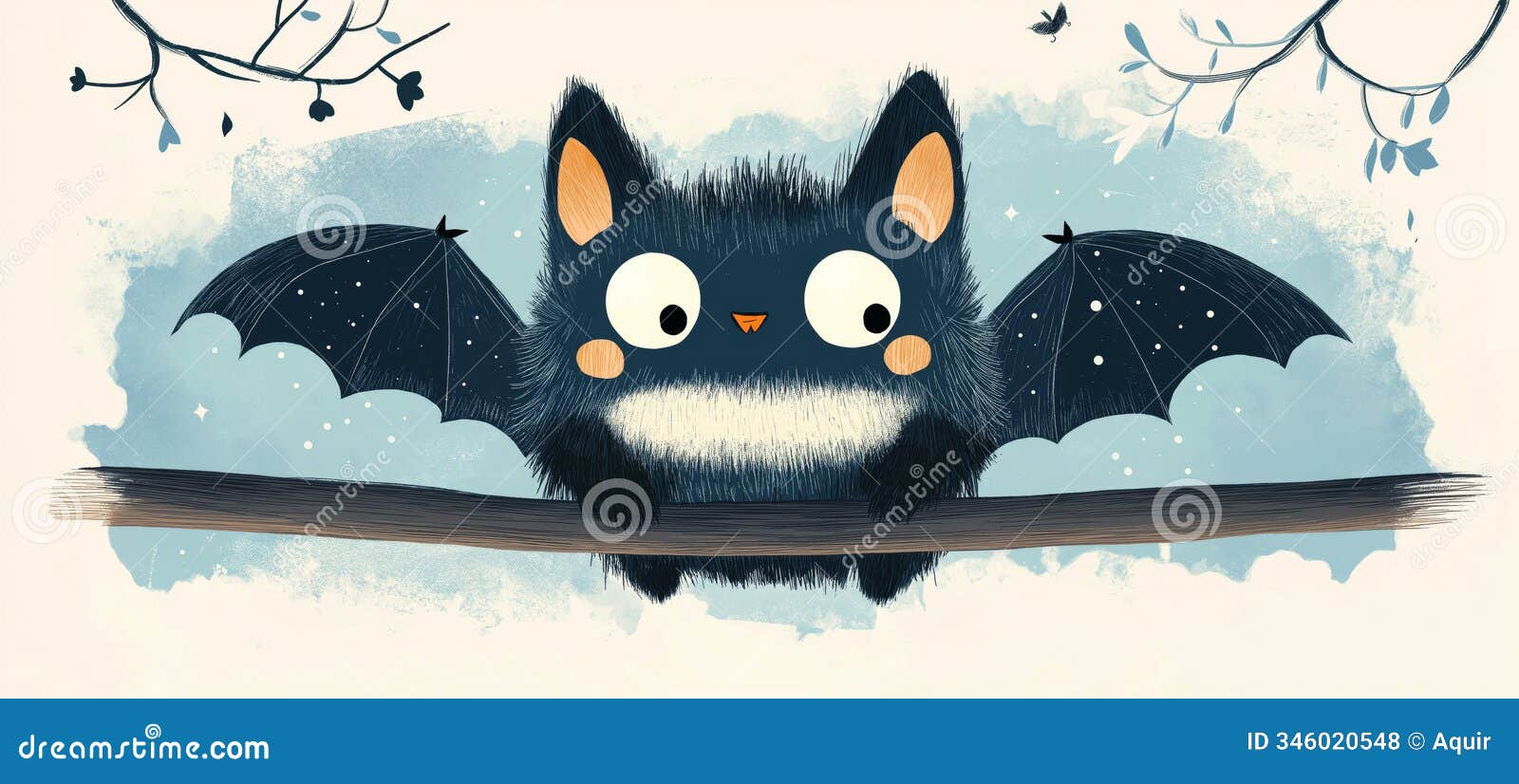 Cute Illustration of a Bat. Cute Bat Greeting Card Stock Illustration ...