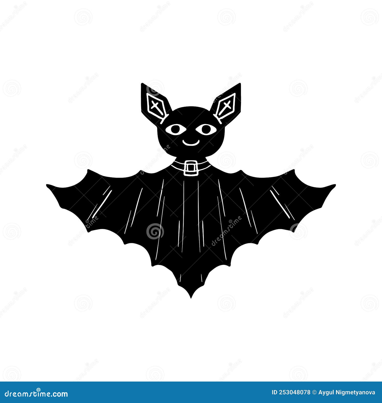 Cute Illustration of Bat in Hand Drawn Doodle Style. Funny Halloween ...