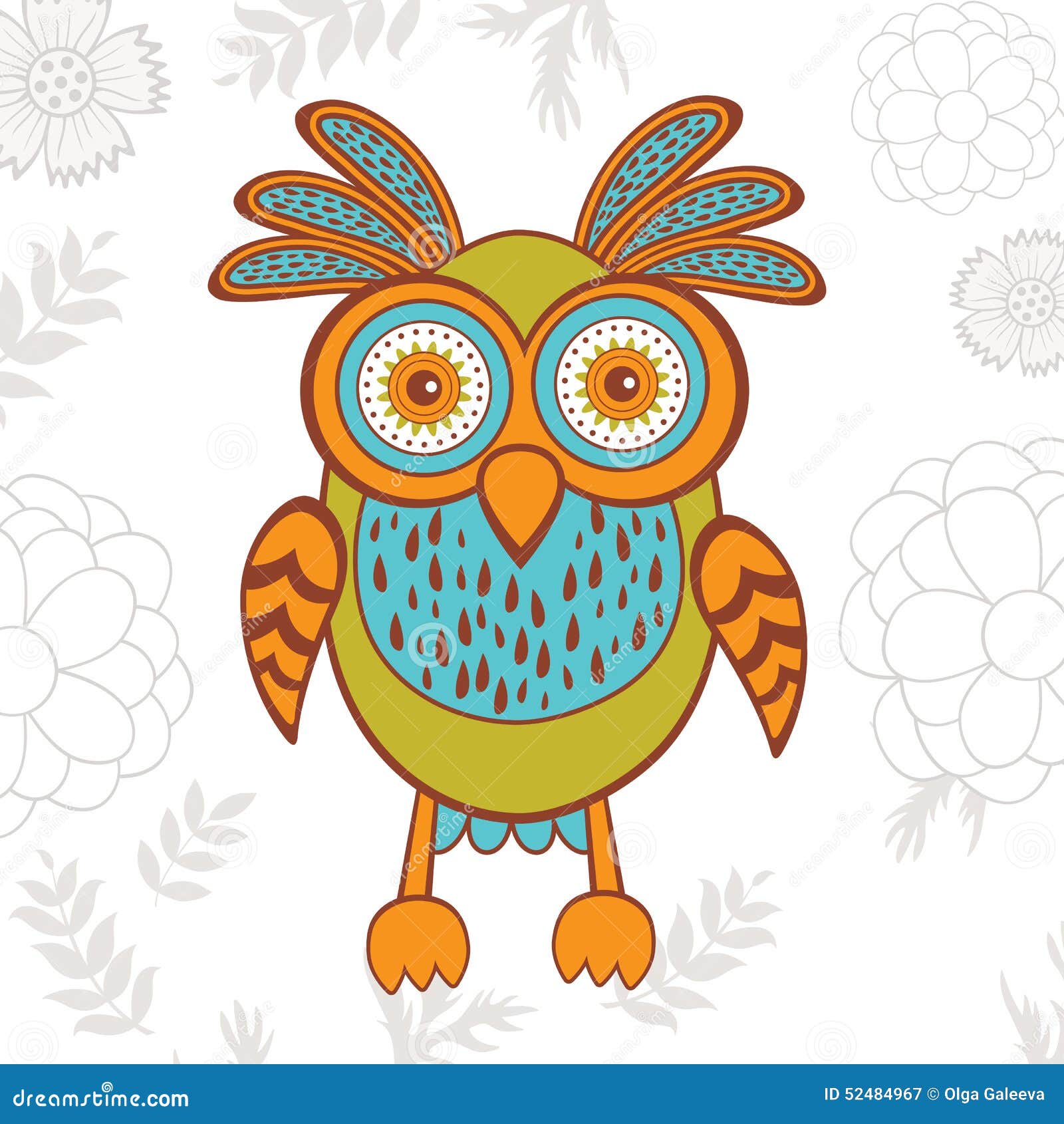 Cute Illustration of Bright Owl Character Stock Vector - Illustration ...