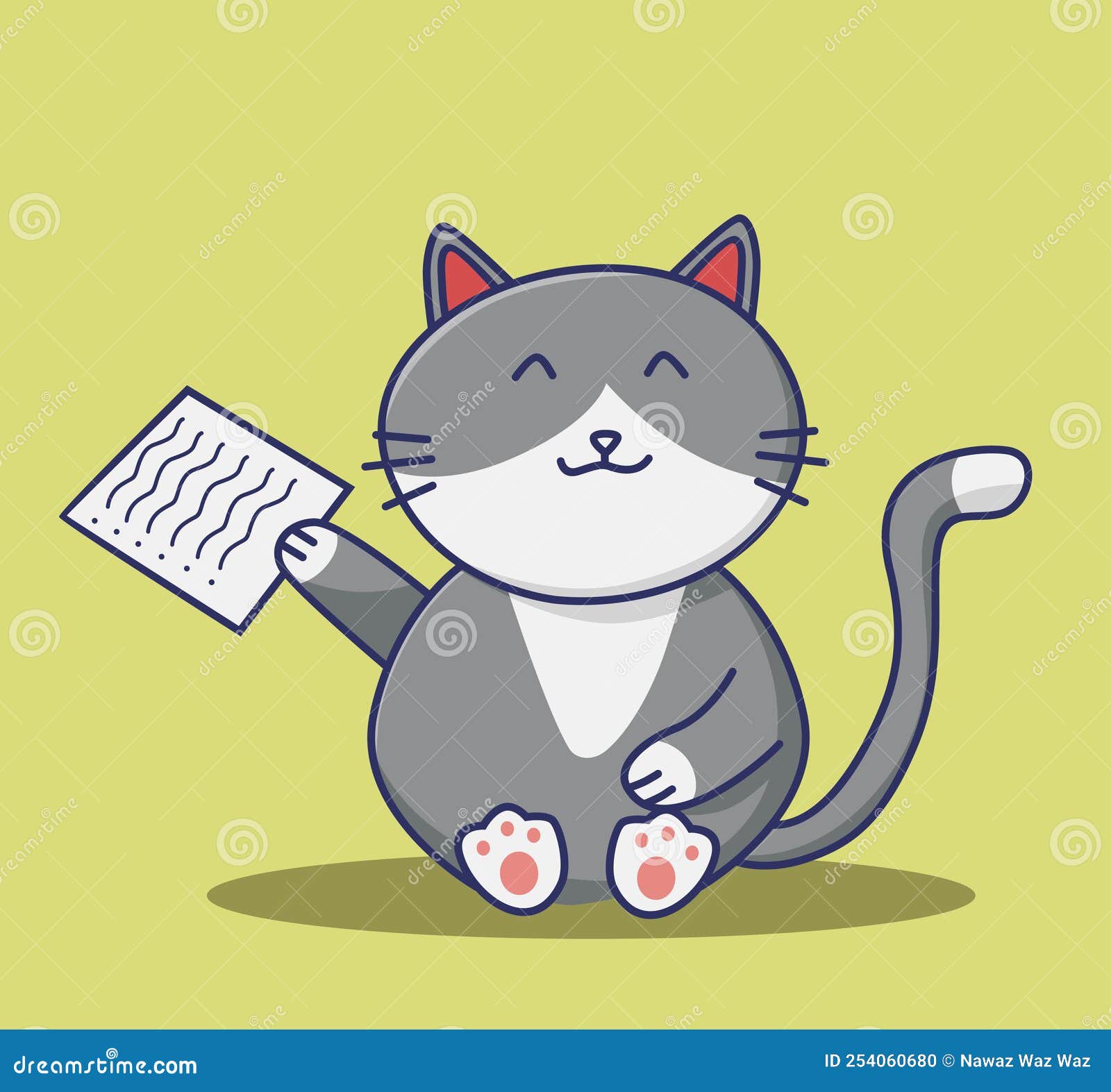 Cute Cat Notes. Animal Cartoon Flat Style Icon Premium Vector Stock ...