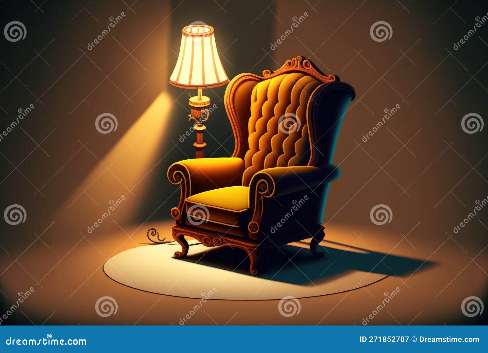 Cute Illustration of a Chair with a Spotlight Stock Illustration ...