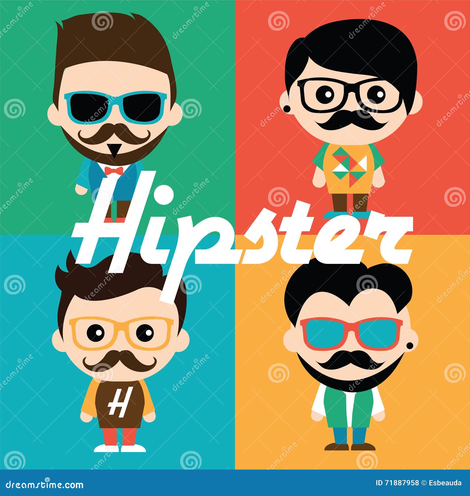 Cute Illustration of Characters in Hipsters Stock Vector - Illustration ...