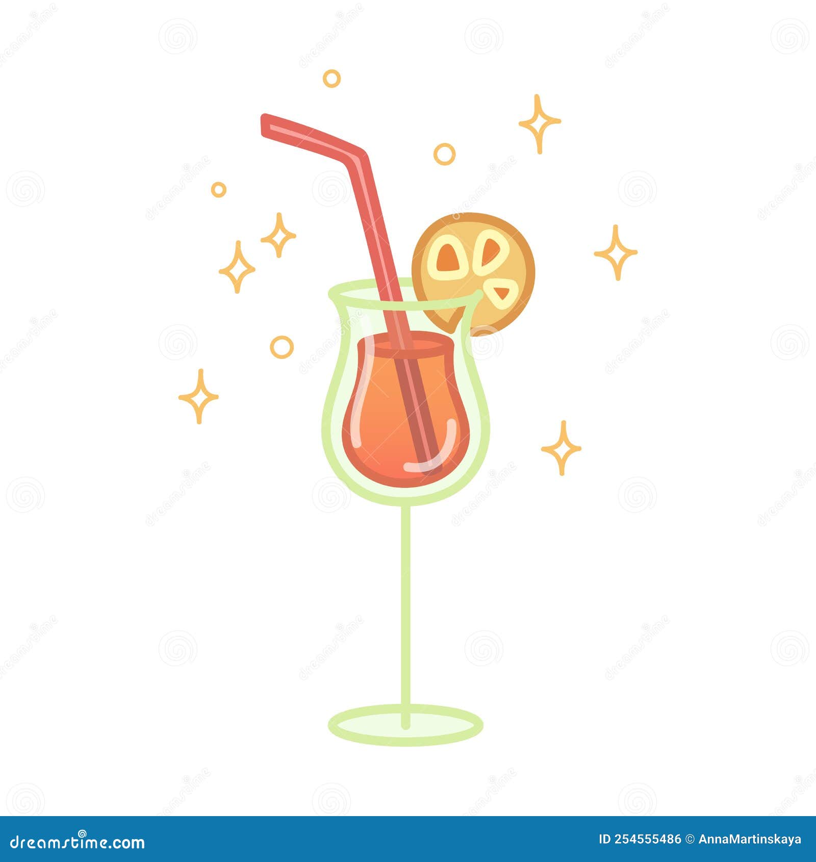 Cute Illustration of Cocktail. Cartoon Style Stock Vector ...