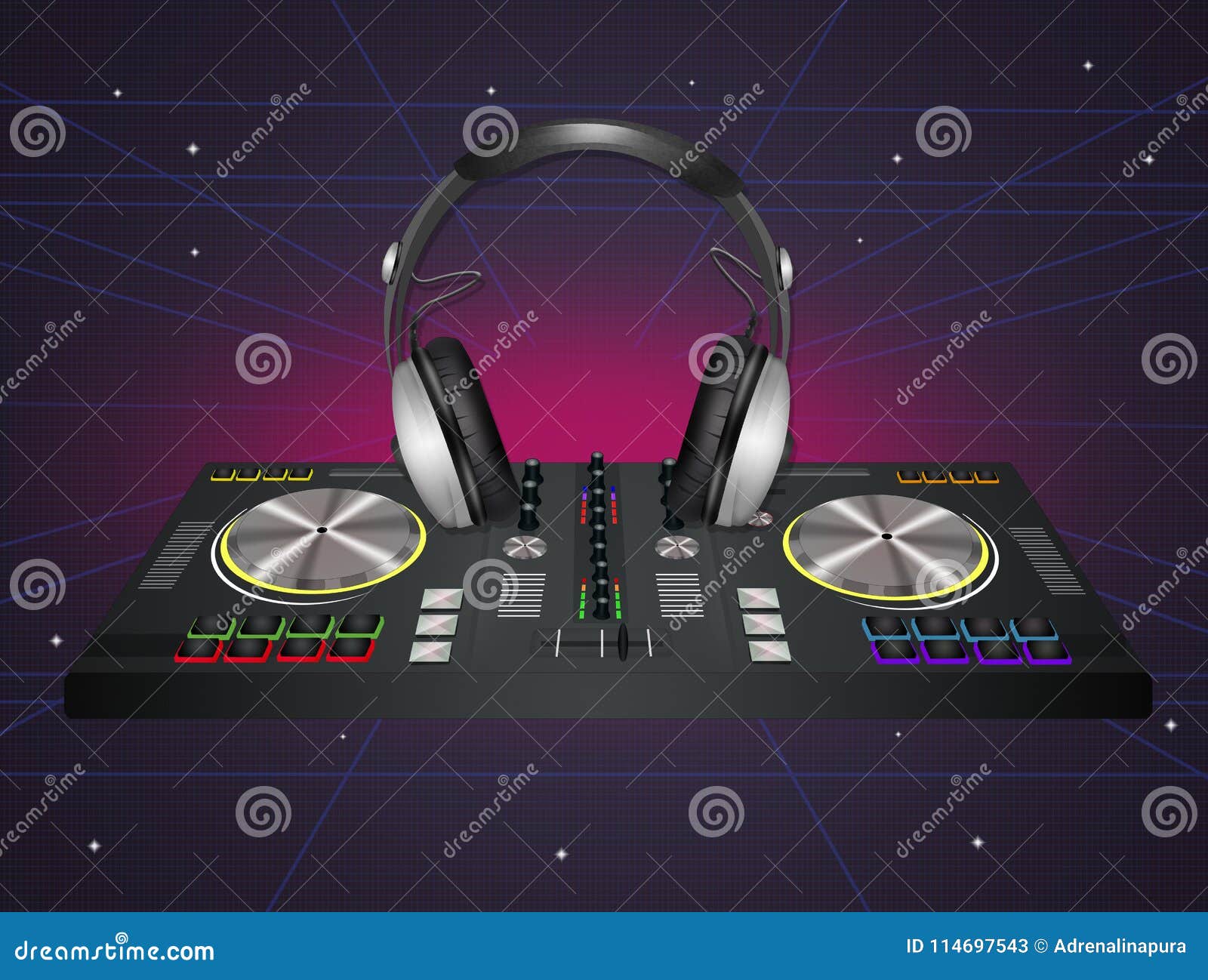 Illustration of DJ console stock illustration. Illustration of rhythm ...